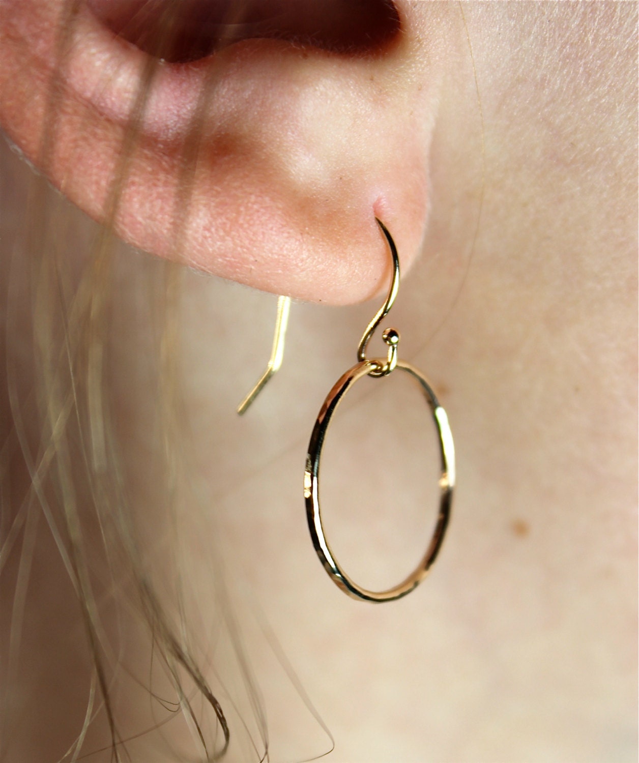 Solid Gold Hoops 14k Yellow Gold Sparkle Loop Dangle Drop - Etsy