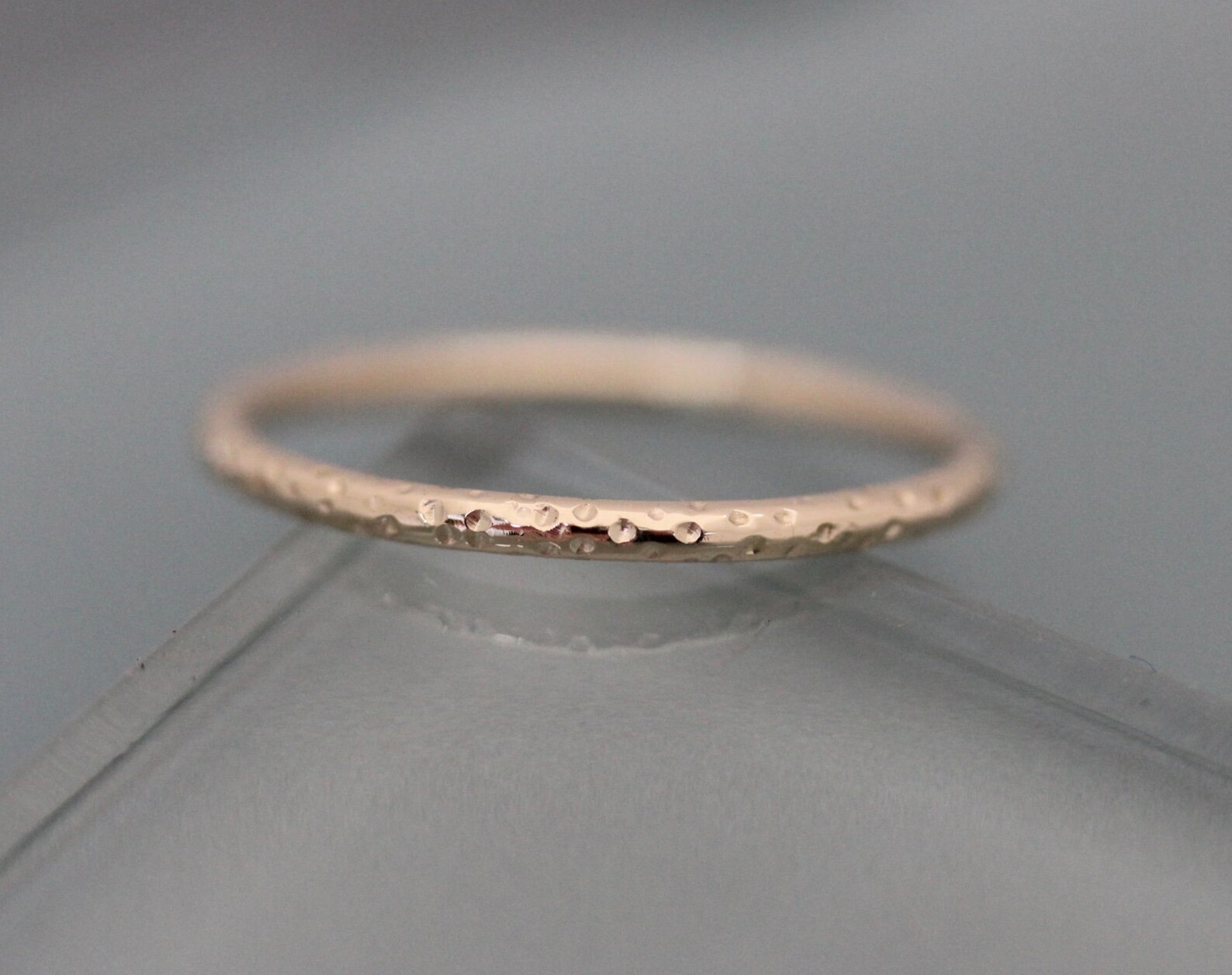 Gold Ring Stardust 14k SOLID Wedding Ring Dot Finish Stacking Band Full ...