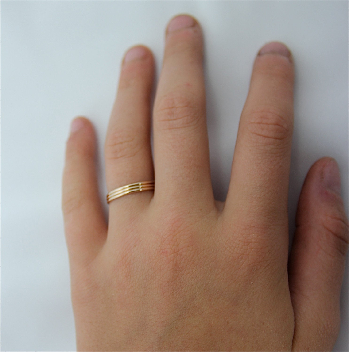 Thin Gold Rings 14k Solid Gold Set of 3 Simple Stacking Band - Etsy