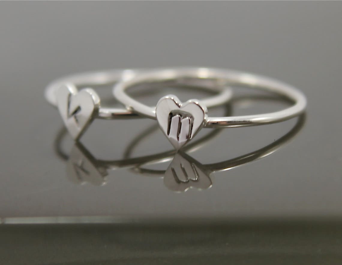 Tiny Heart Ring Sterling Silver Hand Cut Heart Stacking Ring - Etsy