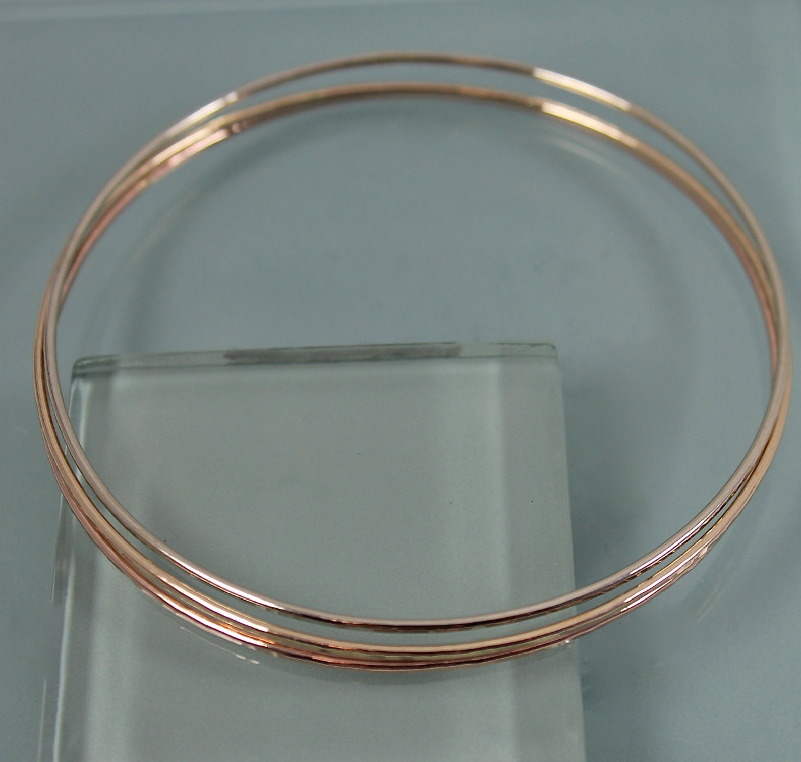 Solid Gold Bangle Set of Three 3 SOLID 14k Gold Sparkle - Etsy