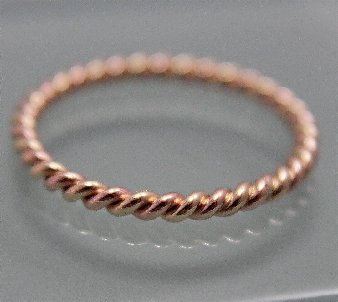 Two Tone 14k SOLID Gold 2mm Twisted Rope Infinity Band Stacking Wedding ...