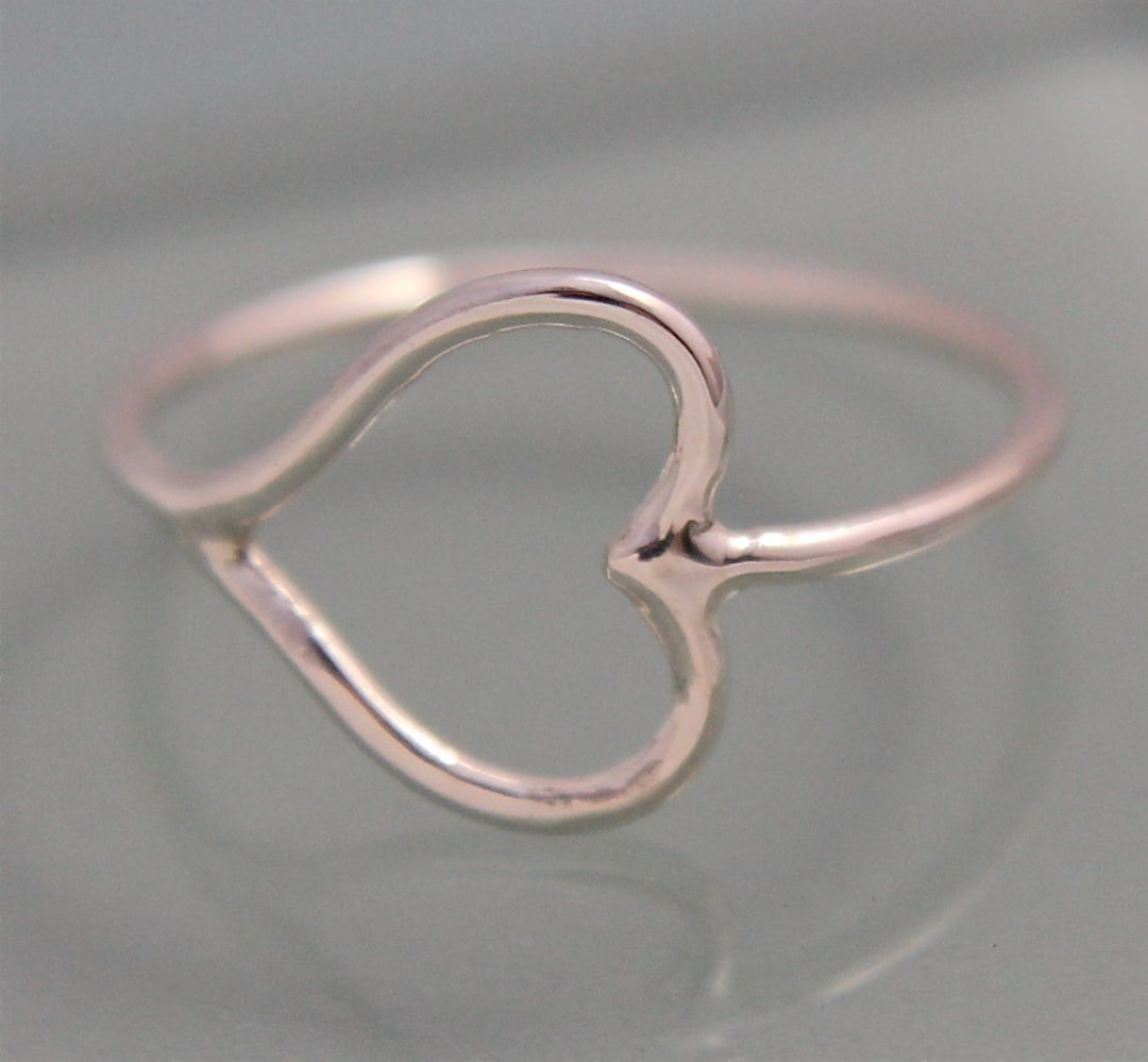 Heart Ring Silver Sideways Heart Band Valentine Geometric Statement ...