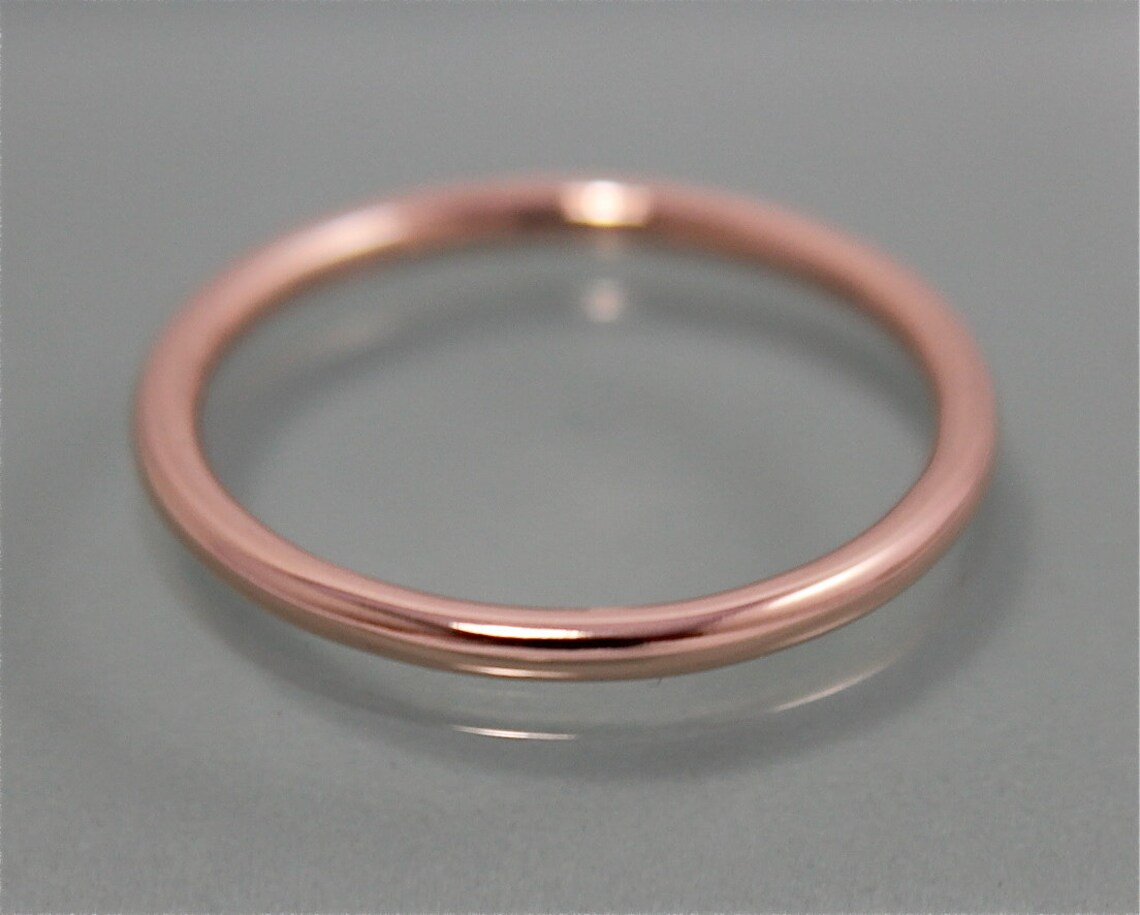 Rose Gold Wedding Ring 14k SOLID Rose Gold Stacking Band Ring | Etsy