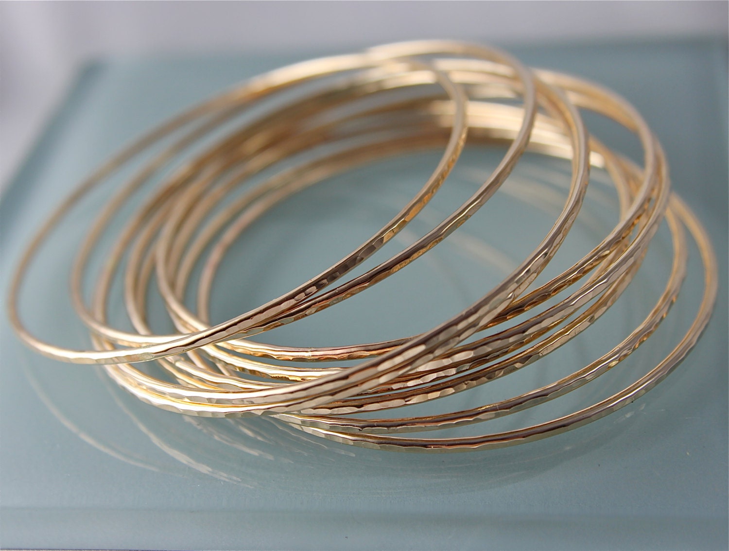 Bangles 14k Gold Filled Set of 10 Sparkle Bangle Hand Forged - Etsy