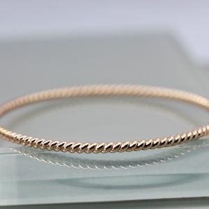 14k Gold Filled Twist Bangle 3.25mm Thick Chunky Bracelet Twisted Rope ...