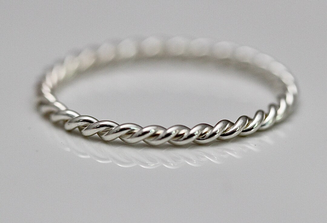 Twist Ring Silver Twisted Ring Skinny Rope Ring Thin Sterling Silver ...