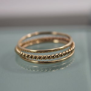 Thin Gold Rings Set of 3 18k SOLID Yellow Gold Stack 1 Very Skinny Rope ...