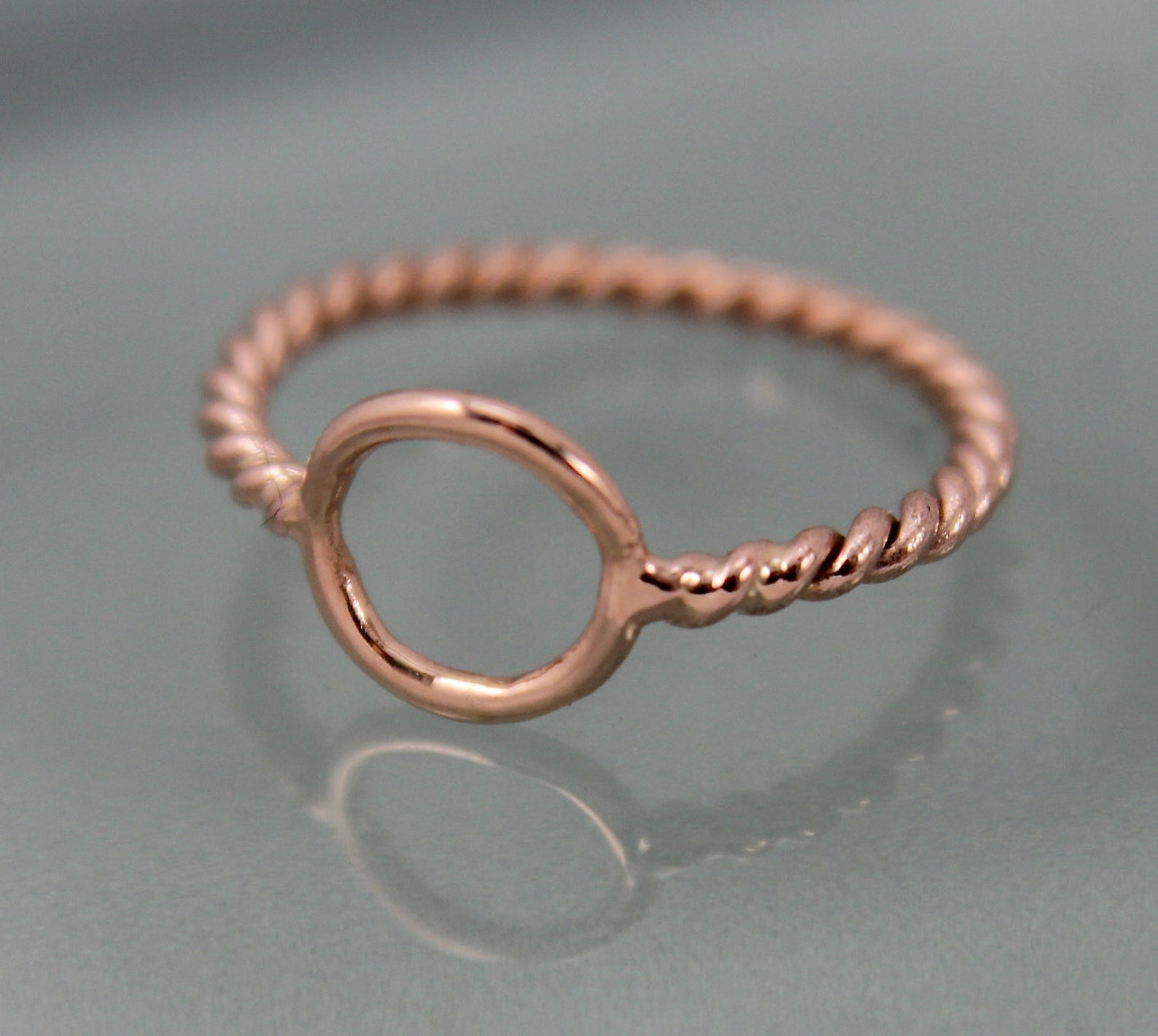 Twist Ring Rose Gold O Ring 14k SOLID Rose Gold Twisted Rope - Etsy
