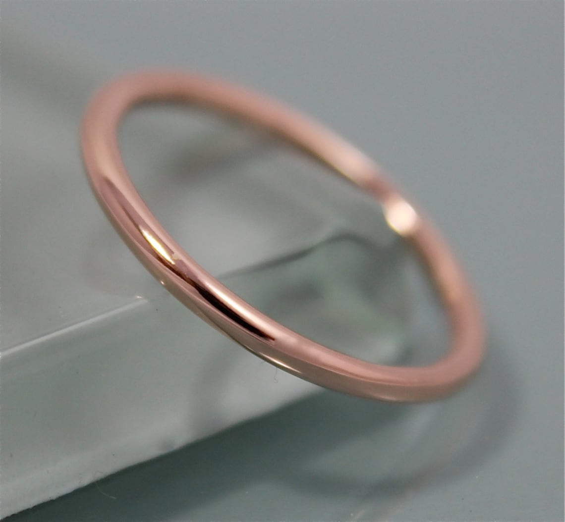 Rose Gold Wedding Ring 14k SOLID Rose Gold Stacking Band Ring | Etsy