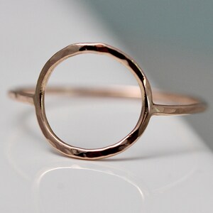 Rose Gold Gold Circle Ring 14k Solid Gold Hammered 10mm Open O Circle ...