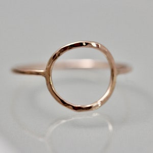 Rose Gold Gold Circle Ring 14k Solid Gold Hammered 10mm Open O Circle ...