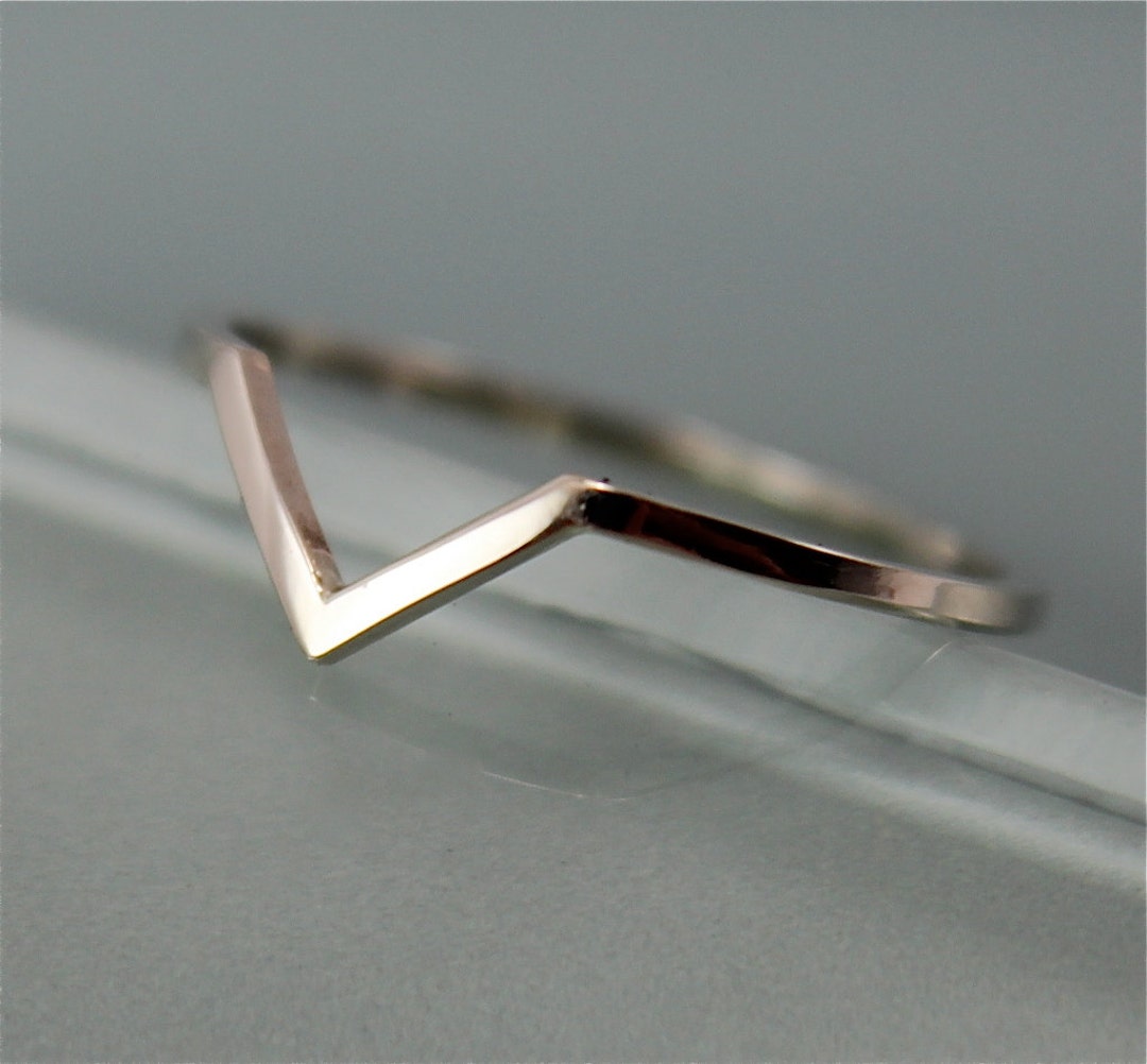 Nesting Wedding Ring 14k SOLID White Gold 1mm Square Chevron Triangle ...