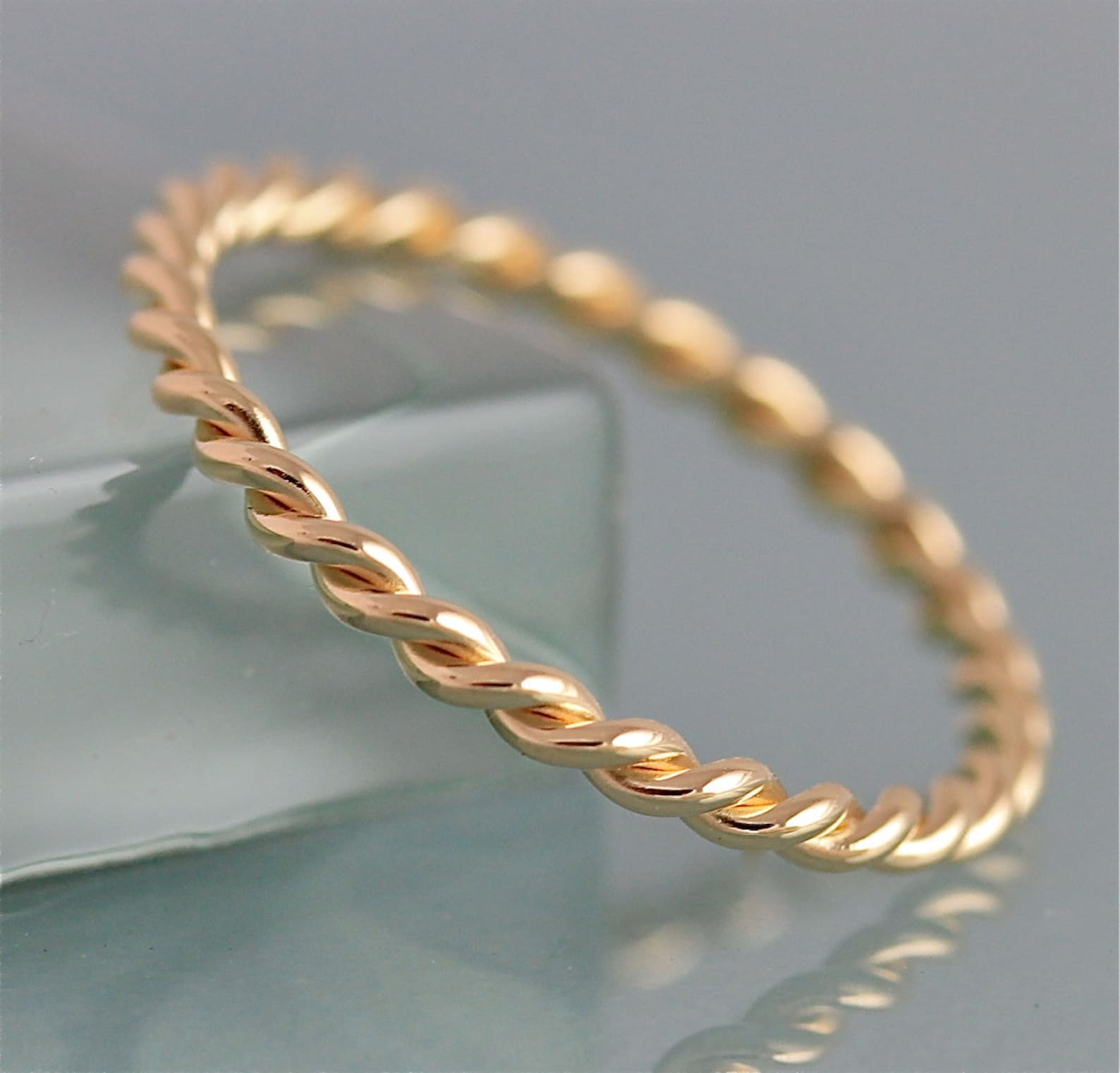 Twist Ring 14k SOLID Gold Rope Infinity Twisted Skinny Wedding - Etsy