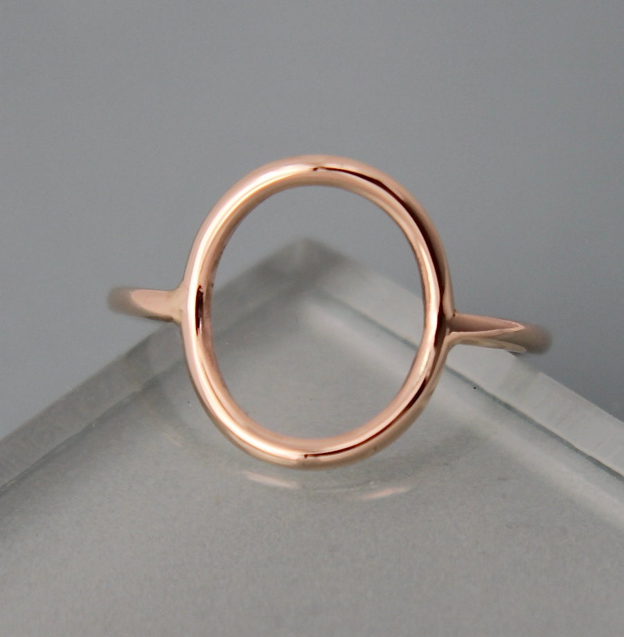 Circle Ring 14k Solid Gold 10mm Open O Circle Geometric - Etsy
