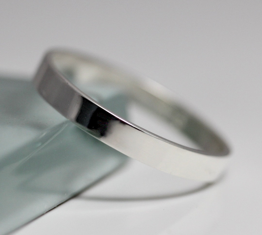 Right Angles Sterling Silver Rectangle 3mm Wide Basic Flat Stacking ...