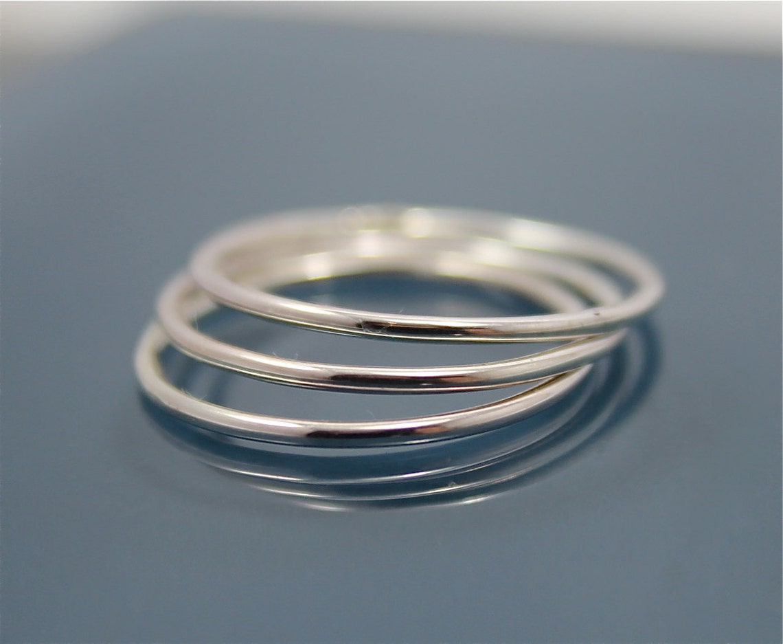 Silver Ring Stack Set of 3 Sterling Silver Thin Stacking - Etsy