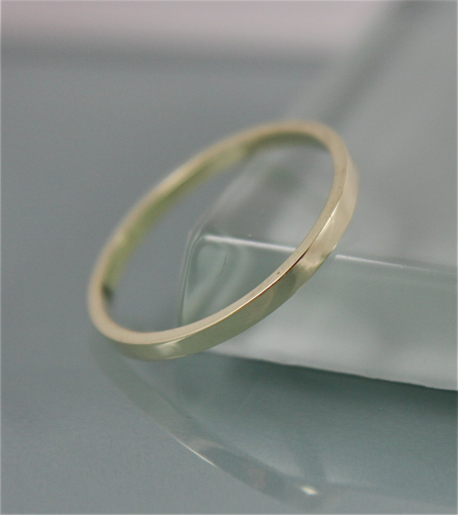 Green Gold Ring Flat 1.5mm X 1mm 14k Solid Green Gold Wedding - Etsy