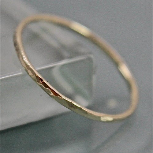 Solid 14K Green Gold Ring Super Thin Stacking Round Minimal - Etsy