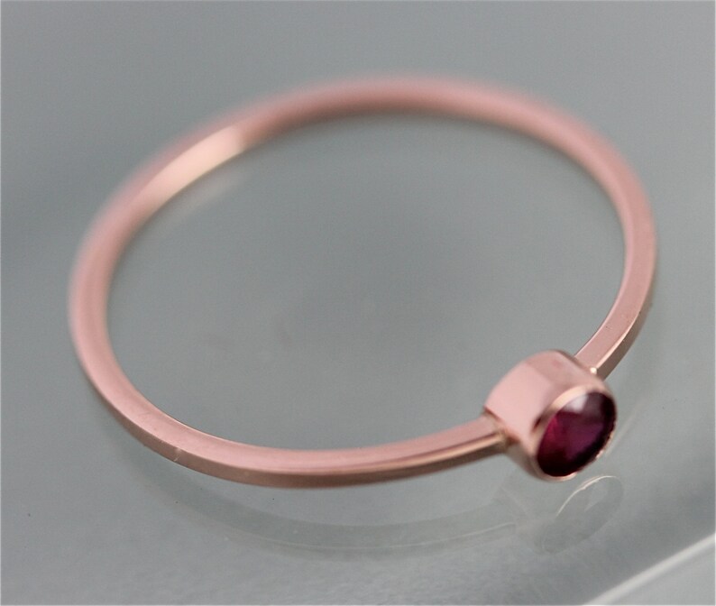 Ruby Ring Rose Gold 14k Solid Stacking Ring 1mm Square Band - Etsy