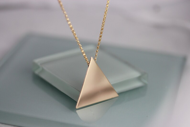 Triangle Necklace Gold Filled or Sterling Silver Geometric | Etsy