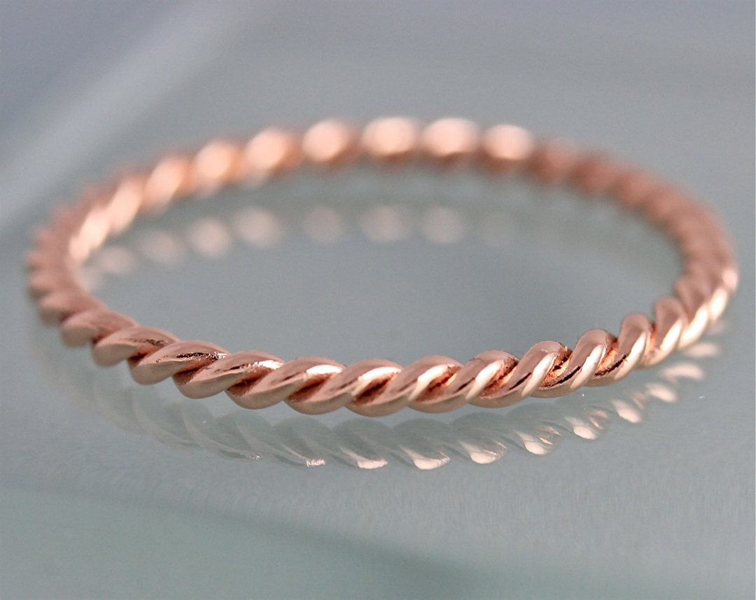 Rose Gold Twist Ring 14k Solid Rose Gold 2mm Twisted Rope Wedding ...