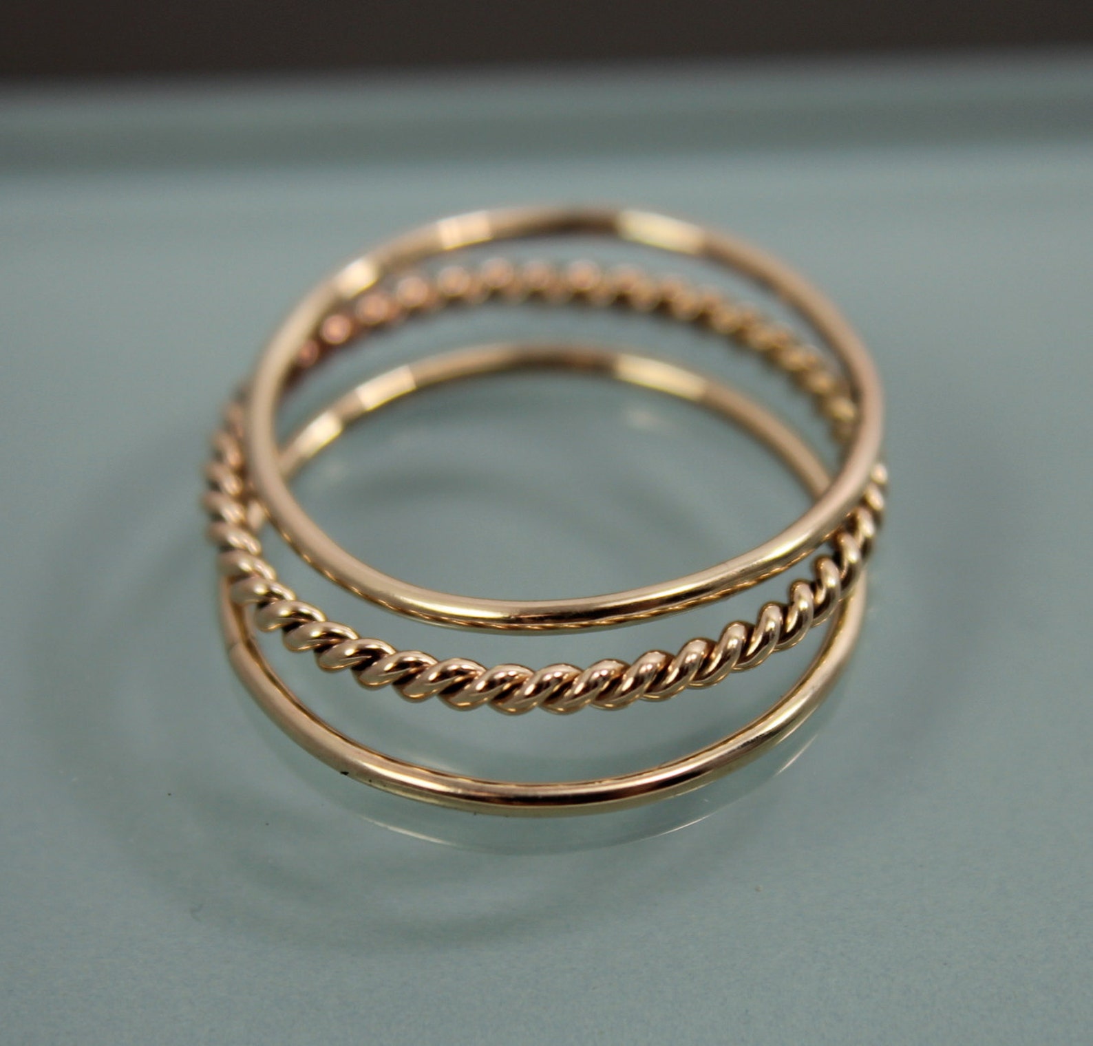Thin Gold Rings Set of 3 18k SOLID Yellow Gold Stack 1 Very Skinny Rope ...