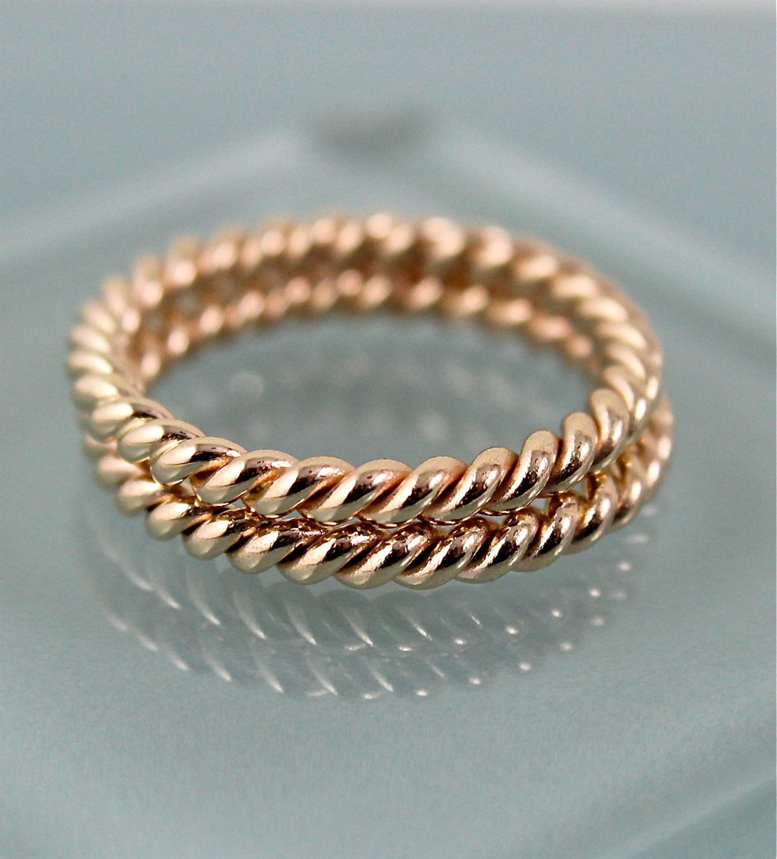 Wedding Set Twist Bands Chunky SOLID 14k Gold Twisted Rope Infinity ...