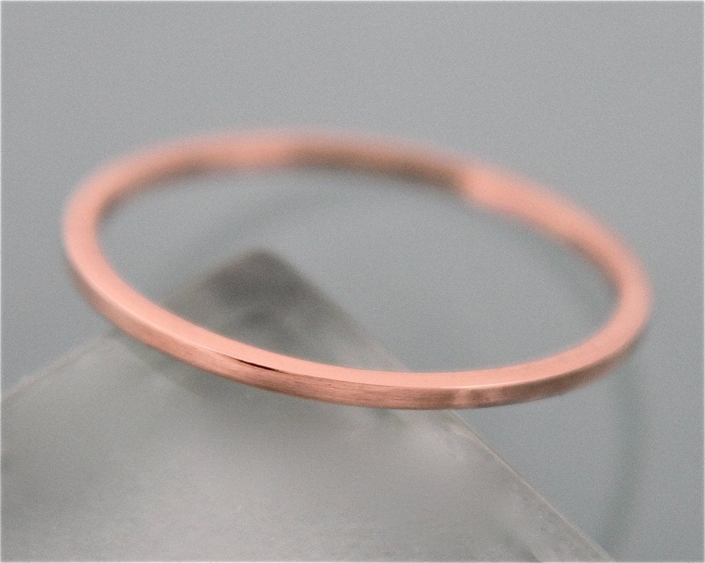 Rose Gold Ring 14k SOLID Rose Gold 1mm Square Thin Stacking - Etsy