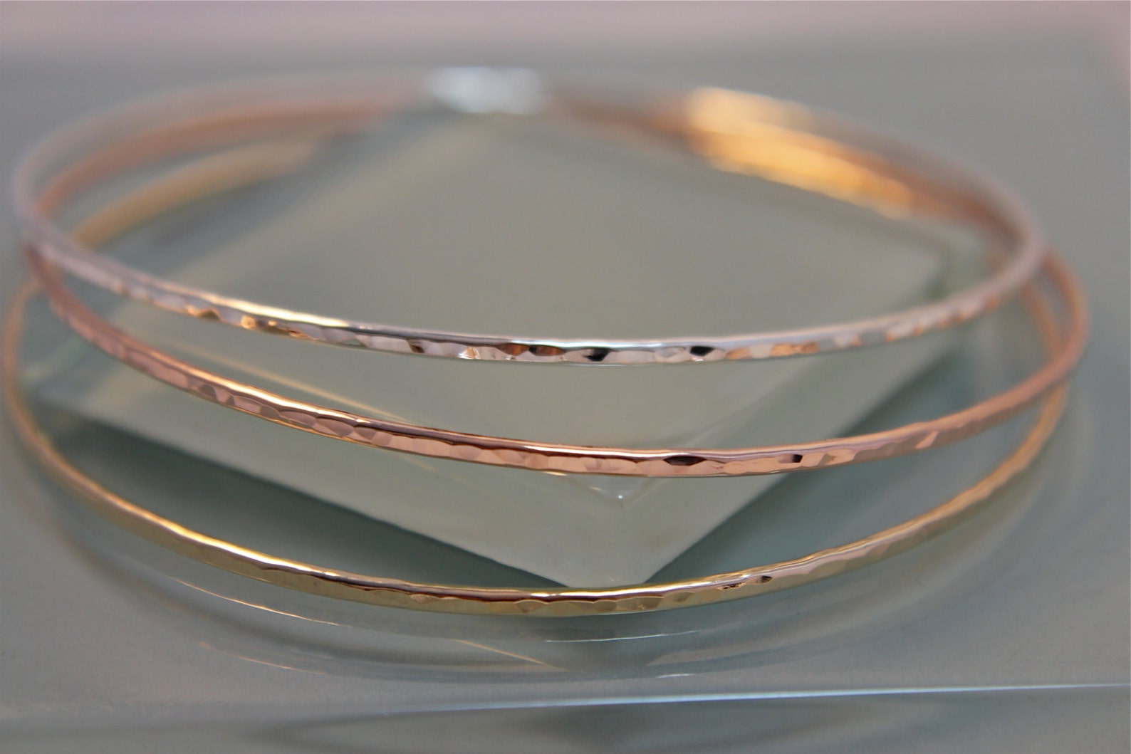 Tri Color Bangle Set of 3 Mix and Match Sterling Silver Rose Yellow ...