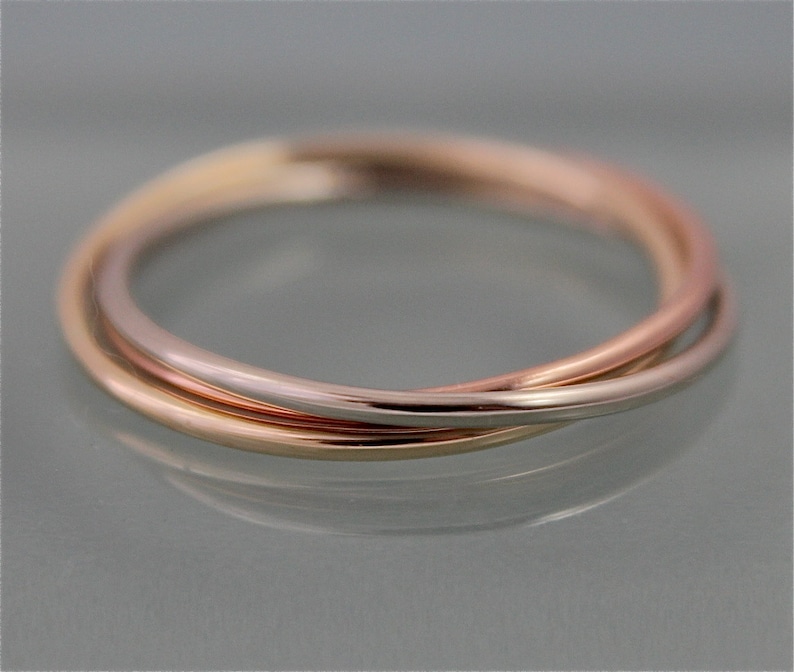 Triplet Ring 14k Tri Color Wedding Band Gold Russian Infinity - Etsy