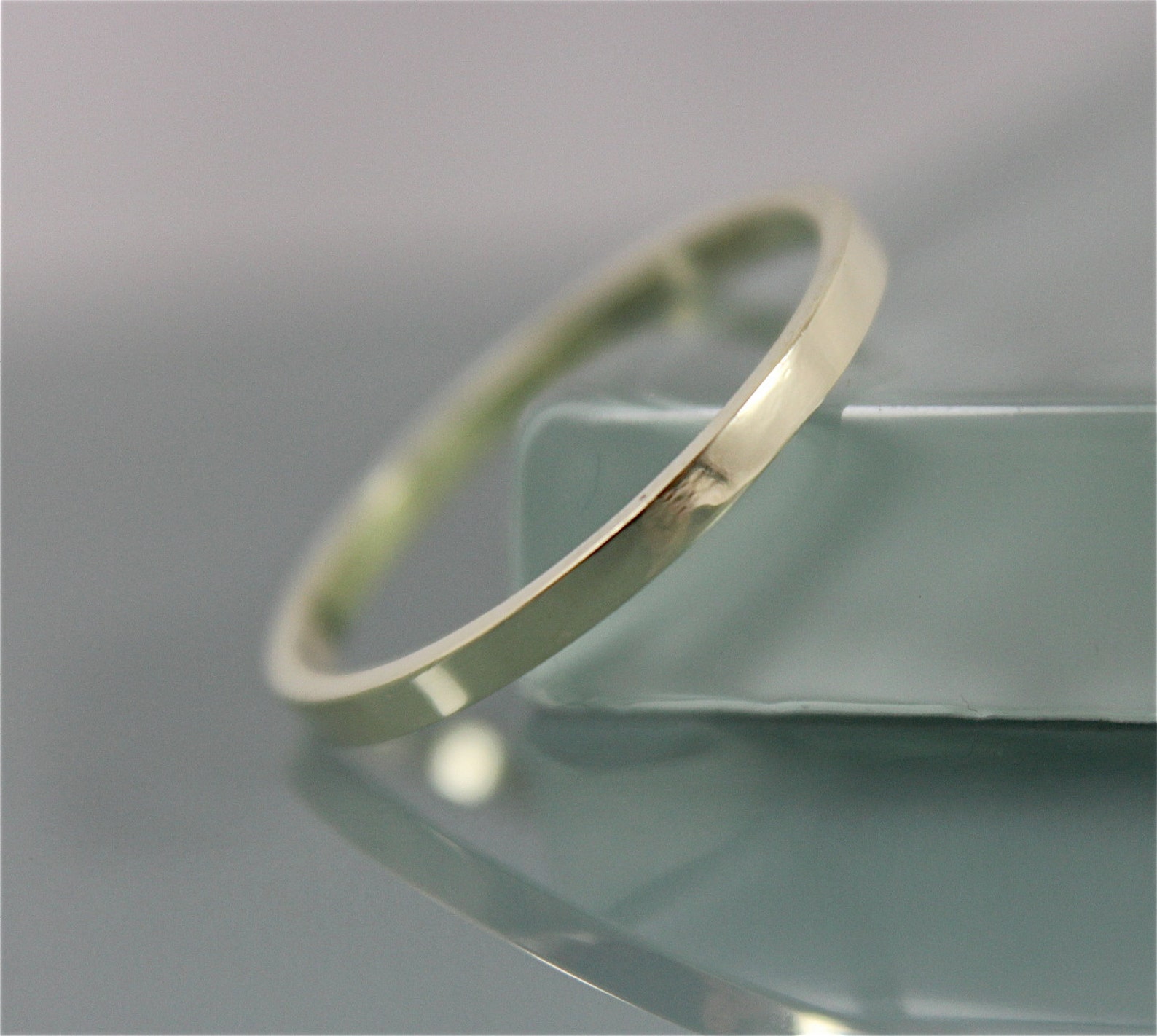 Green Gold Ring Flat 1.5mm X 1mm 14k Solid Green Gold Wedding - Etsy