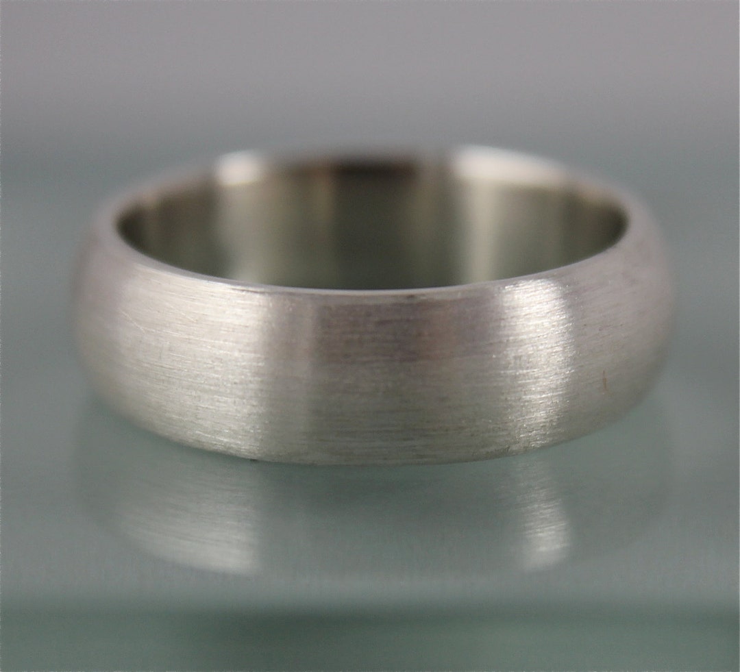 Silver Wedding Ring Classic Half Round Ring Dome Ring Chunky Men's 6mm ...