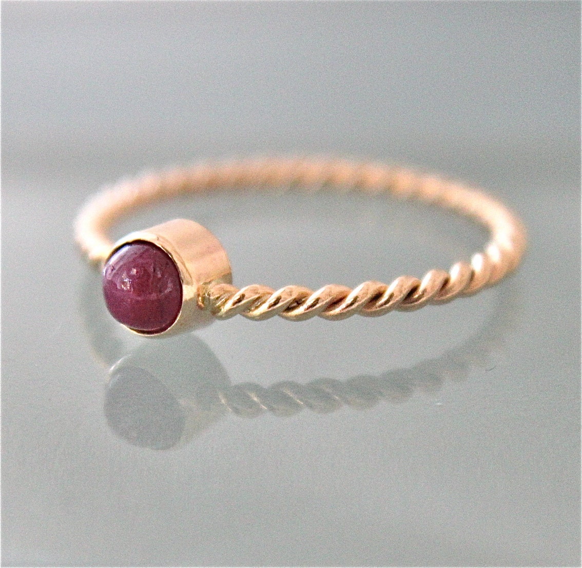 Ruby Twist Ring July Birthstone 14k SOLID Yellow Gold Twist Rope ...