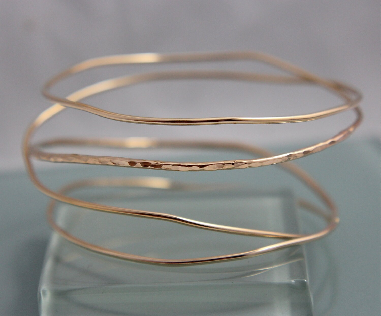 Bangle 14k Gold Filled Organic All in One Bangle Stack Hammered and ...