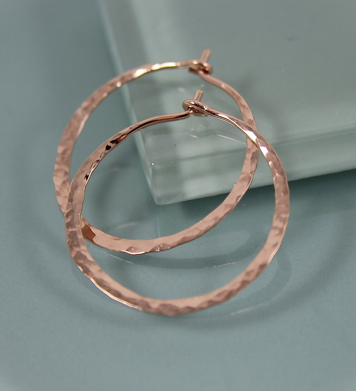 Hoops Medium 1 Rose Gold Filled Hammered Texture Hoop - Etsy