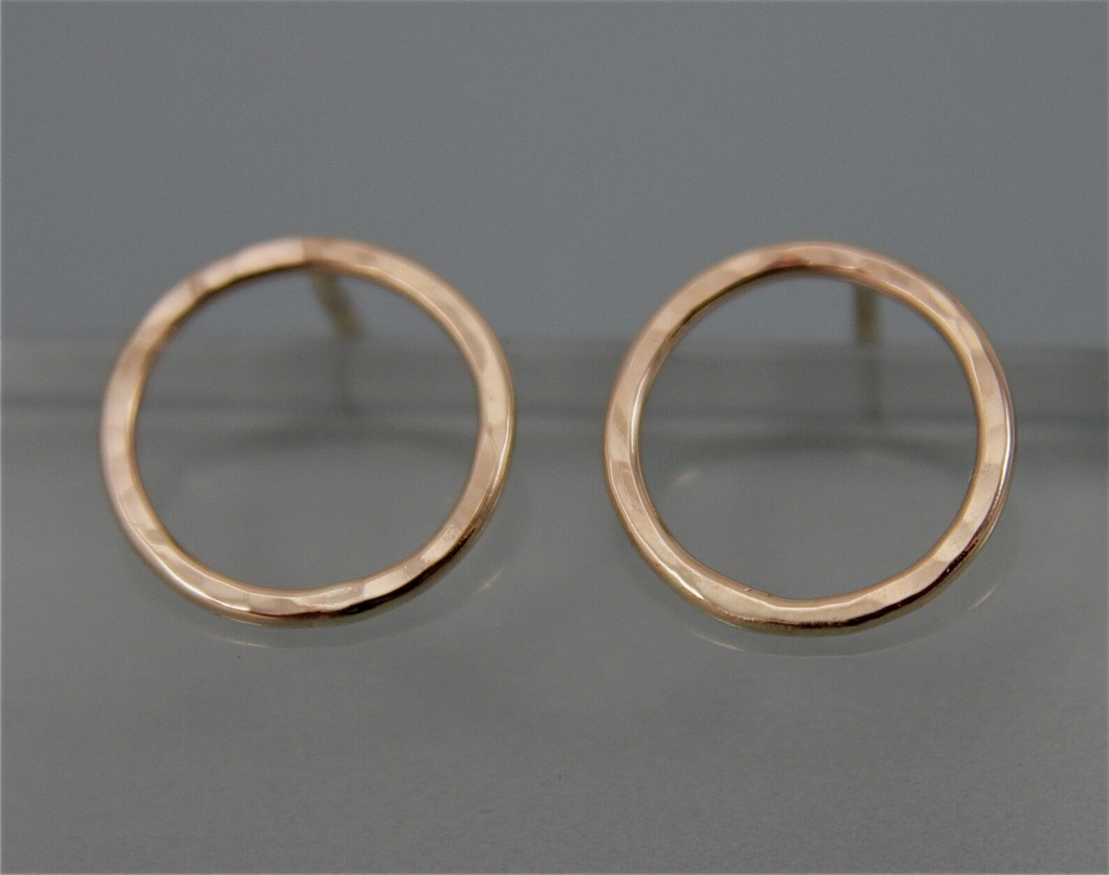 Gold Circle Studs 14k SOLID Tiny Circle Hammered Hoop Earrings Eco ...