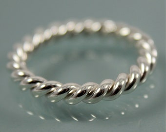 Twisted Rope Sterling Silver Band Stacking Ring Shiny Finish | Etsy