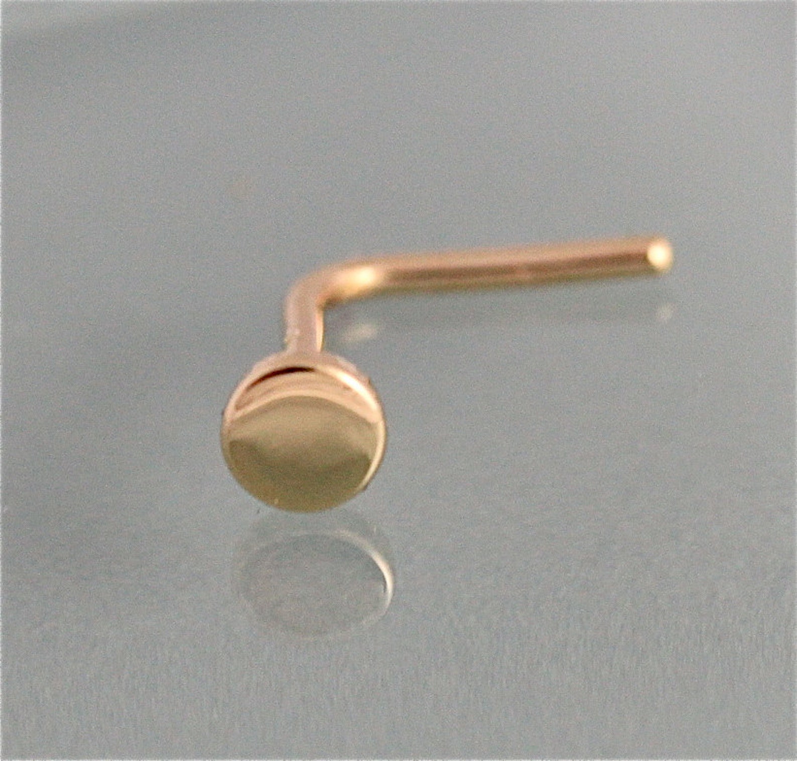 Simple Nose Ring L Stud 14k Yellow or 14k Rose Gold 20ga 18g - Etsy