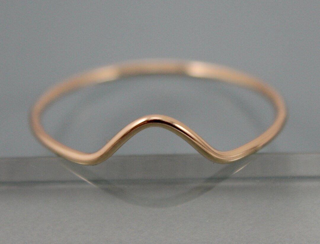 Gold Contour Ring Thin 14k SOLID Yellow Gold Stacking Band Ring ...