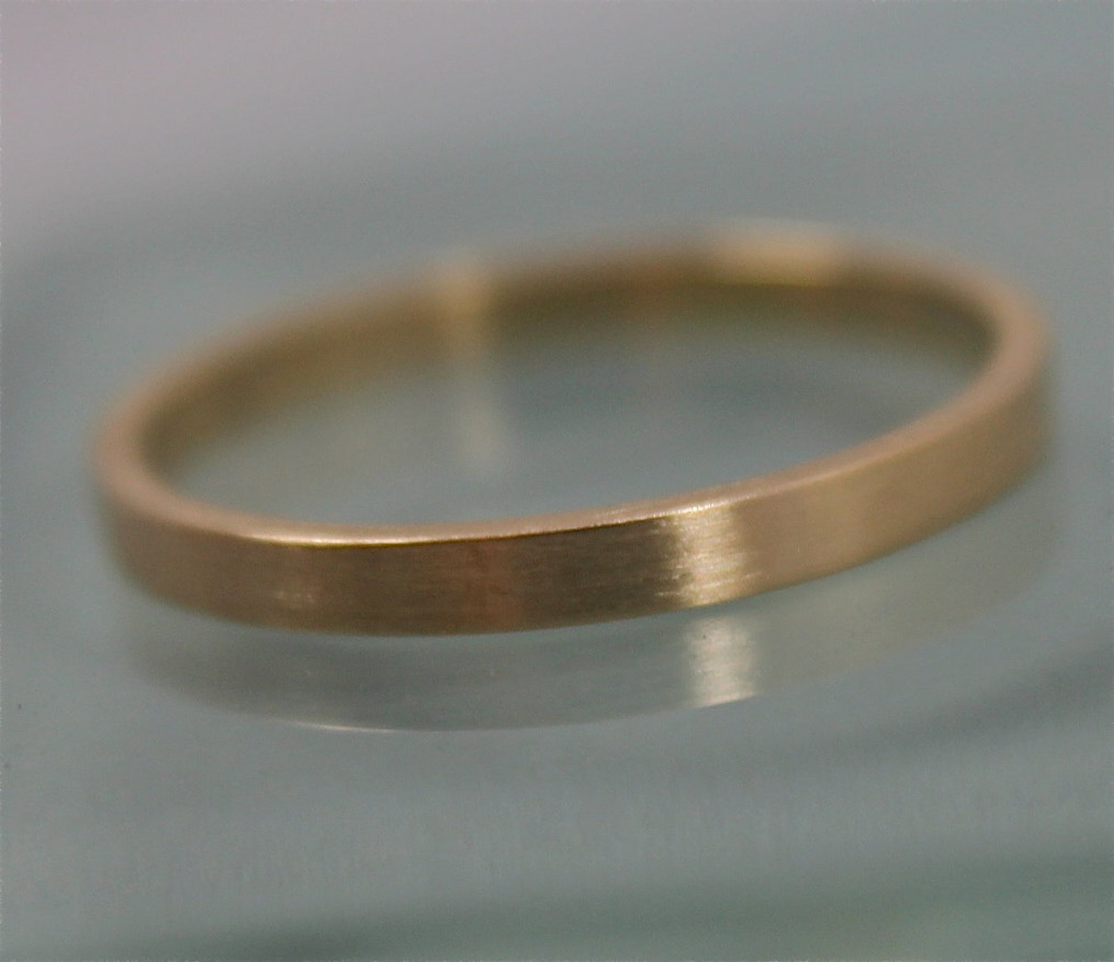 18k Gold Wedding Ring Brushed Rectangle Yellow Gold 2mm | Etsy