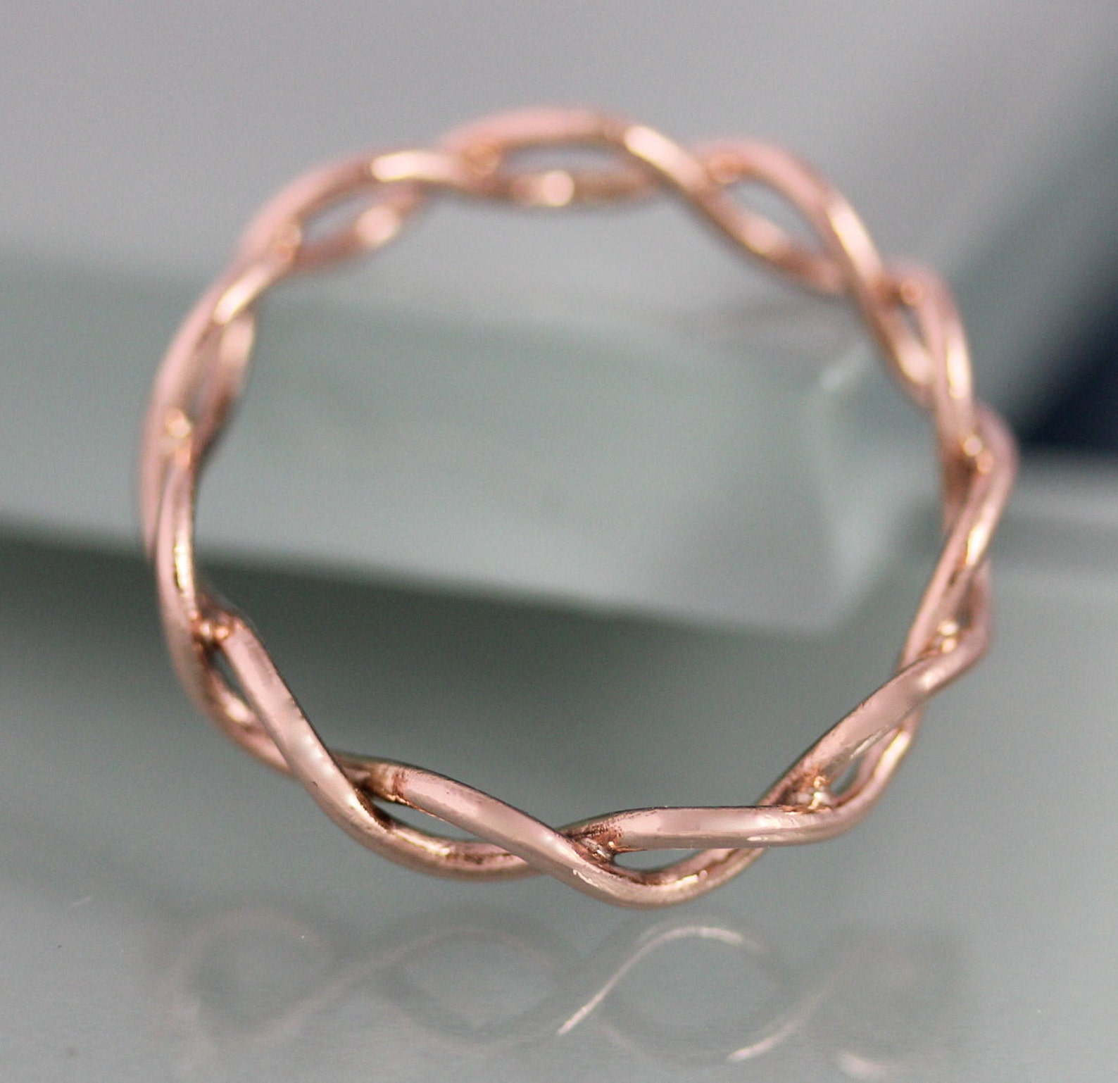 Celtic Twist Ring 14k Solid Rose Gold Rope Woven Knot Infinity - Etsy