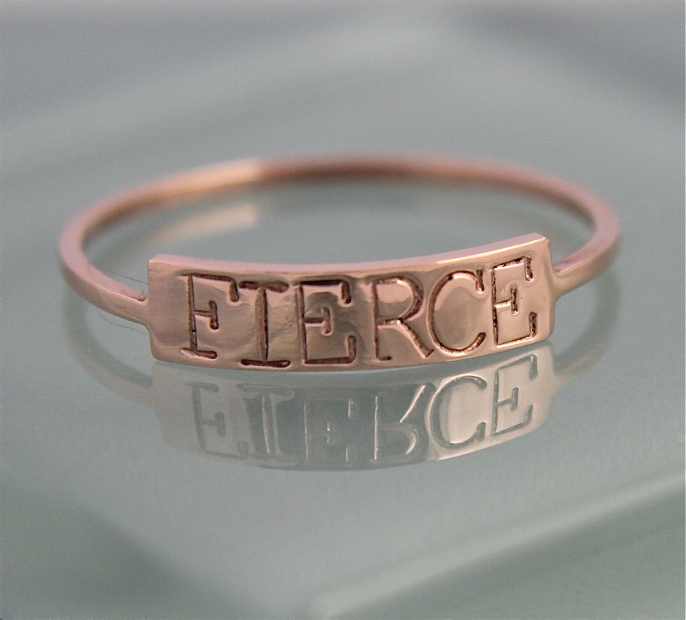 Name Ring Rose Gold Baby Name Personalized Word ID Ring 14k - Etsy
