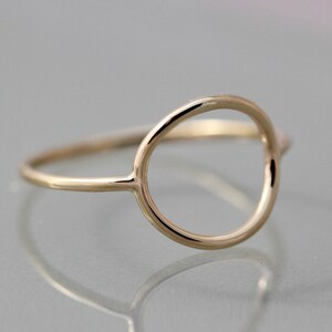 Gold Circle Ring 14k Solid Gold 10mm Open O Circle Karma Geometric ...