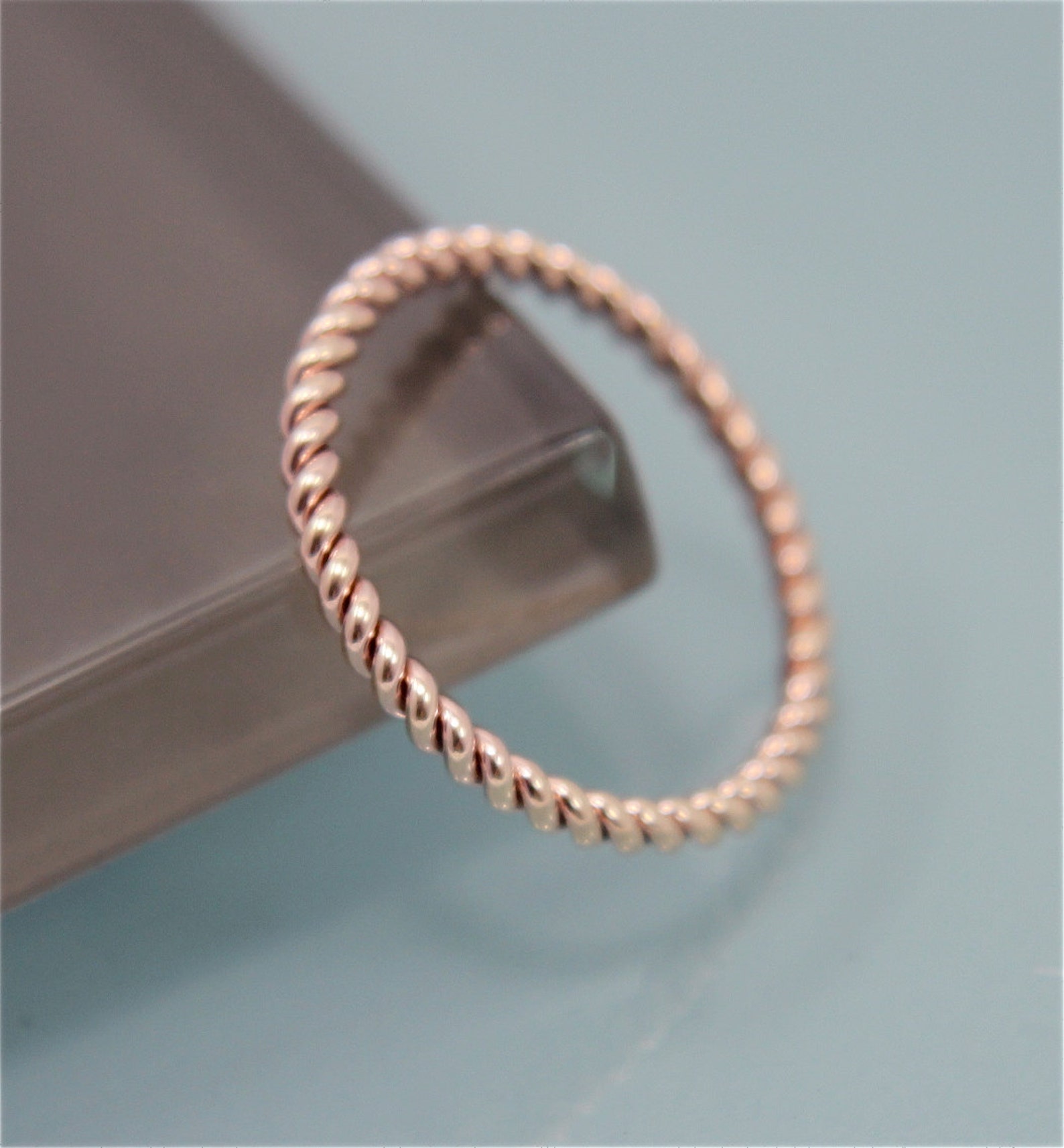 Rose Gold Twist Ring 14k Solid Rose Gold 2mm Twisted Rope - Etsy