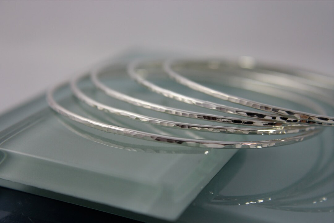 Silver Bangle Bracelets 1.6mm Bangles Sterling Silver Thick Set of Five ...