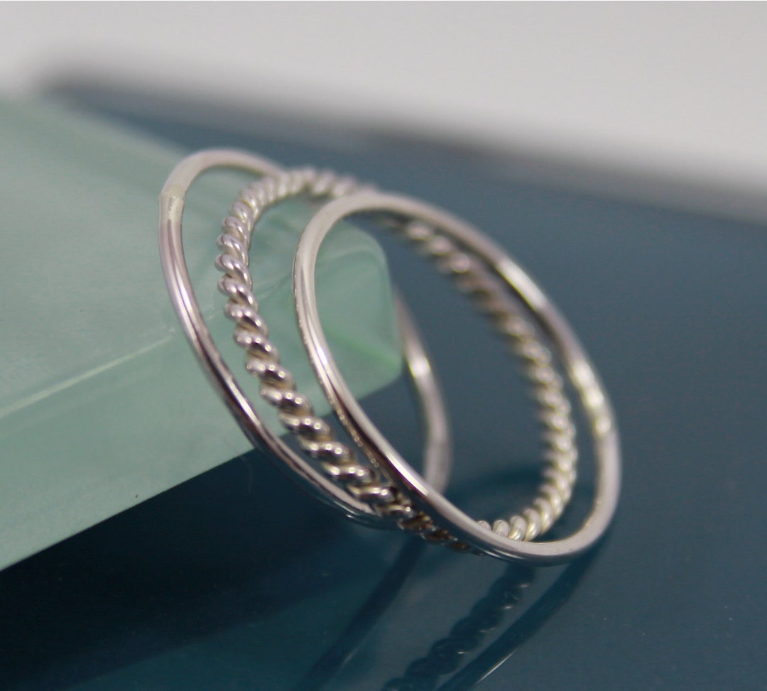 Skinny Ring Stack 3 Silver Stack Rings 1 Rope Twist Infinity Ring and 2 ...