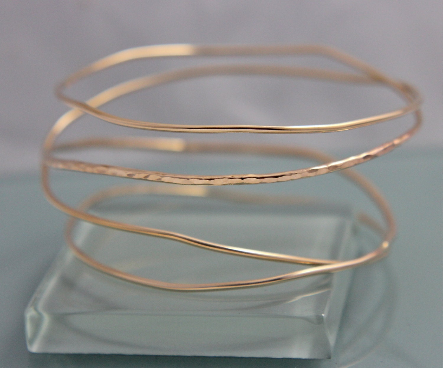 Bangle 14k Gold Filled Organic All in One Bangle Stack Hammered and ...
