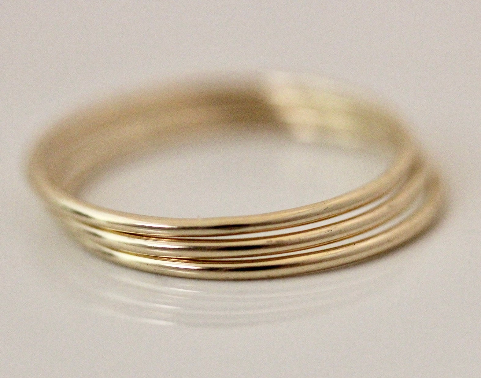 Thin Gold Rings 14k Solid Gold Set of 3 Simple Stacking Band 1mm Thick ...