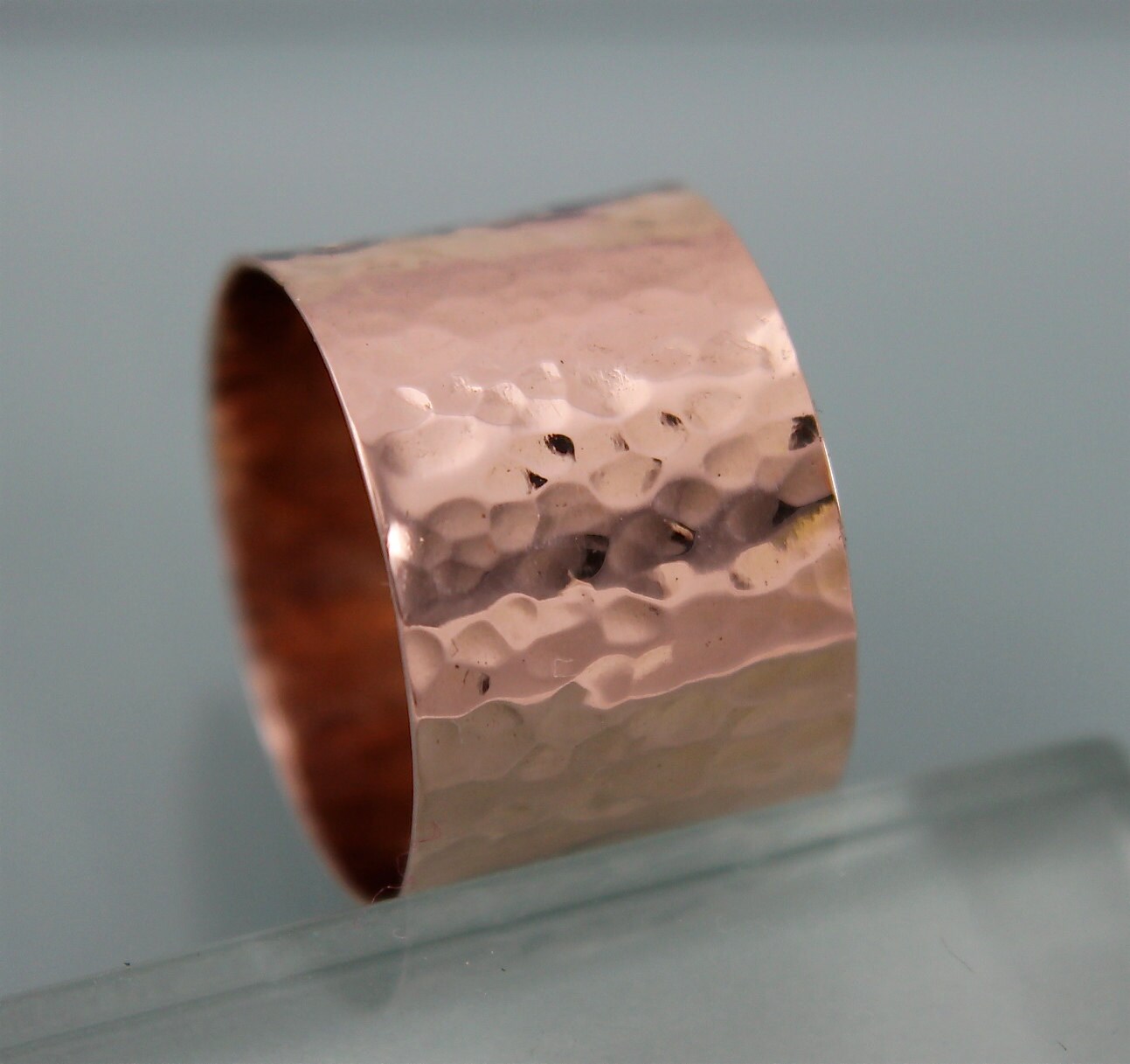 Rose Gold Ring Wide Hammered Wide Band 14k SOLID 12mm - Etsy